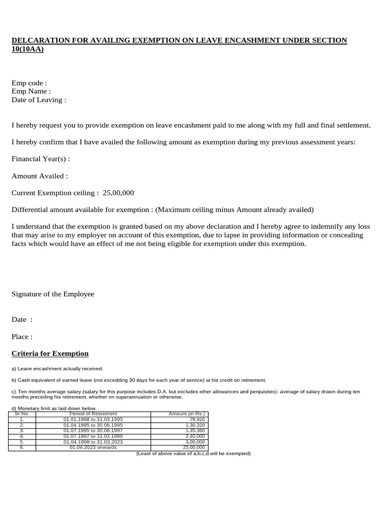 LE Declaration Format | PDF