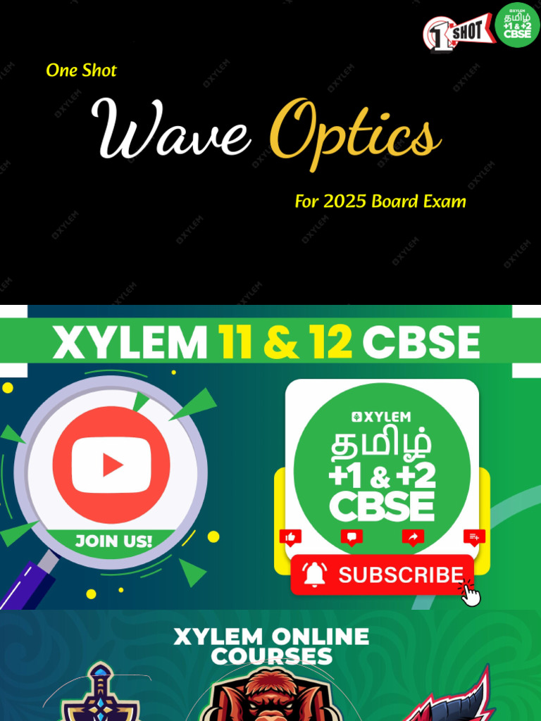 Wave Optics Concepts for Board Exam | PDF | Diffraction | Optics