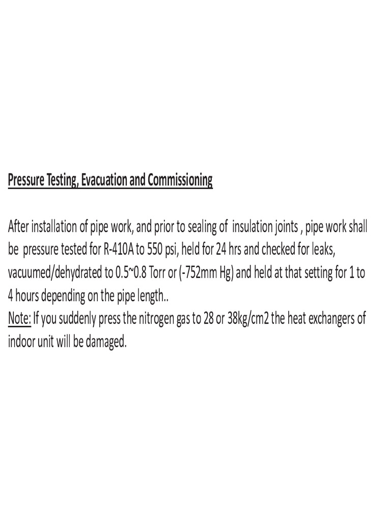 Pressure Teting For VRF Piping and Vacume | PDF