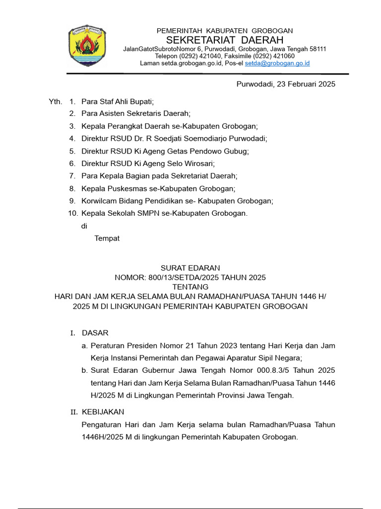 20250223053606SE JAM KERJA RAMADHAN 2025 | PDF