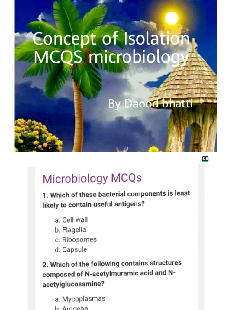 Concept of Isolation Microbiology MCQS | PDF