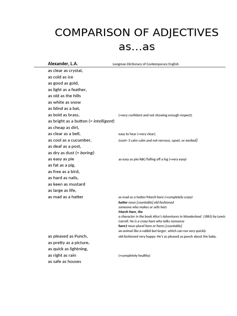 Common Adjective Comparisons Explained | PDF