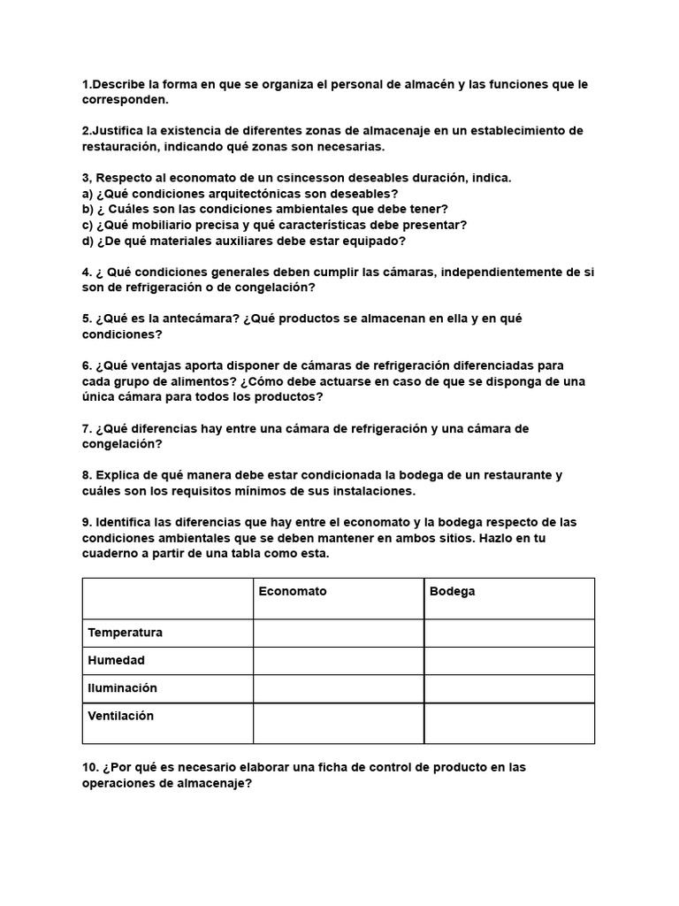 Camp Tema 5 PREGUNTAS SIN RESPUESTAS | PDF | Alimentos