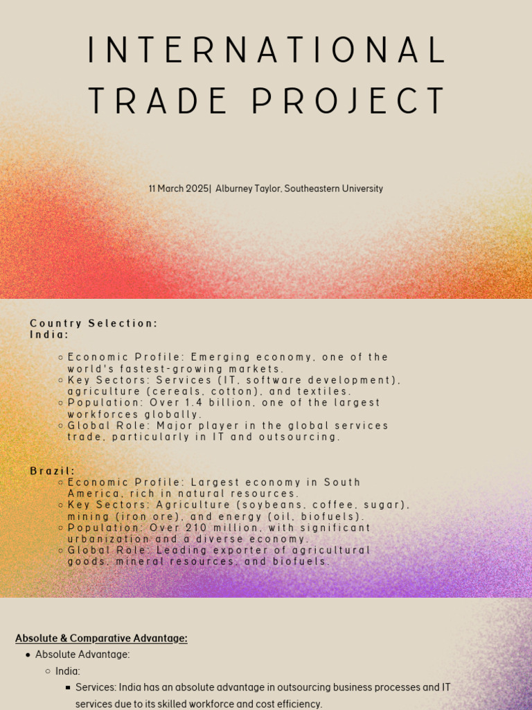 International Trade Project | PDF | Tariff | Exports