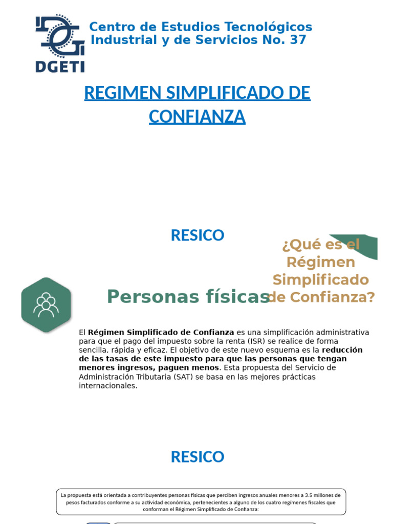 Resico Cbtis 37 | PDF | Impuestos | Impuesto sobre la renta