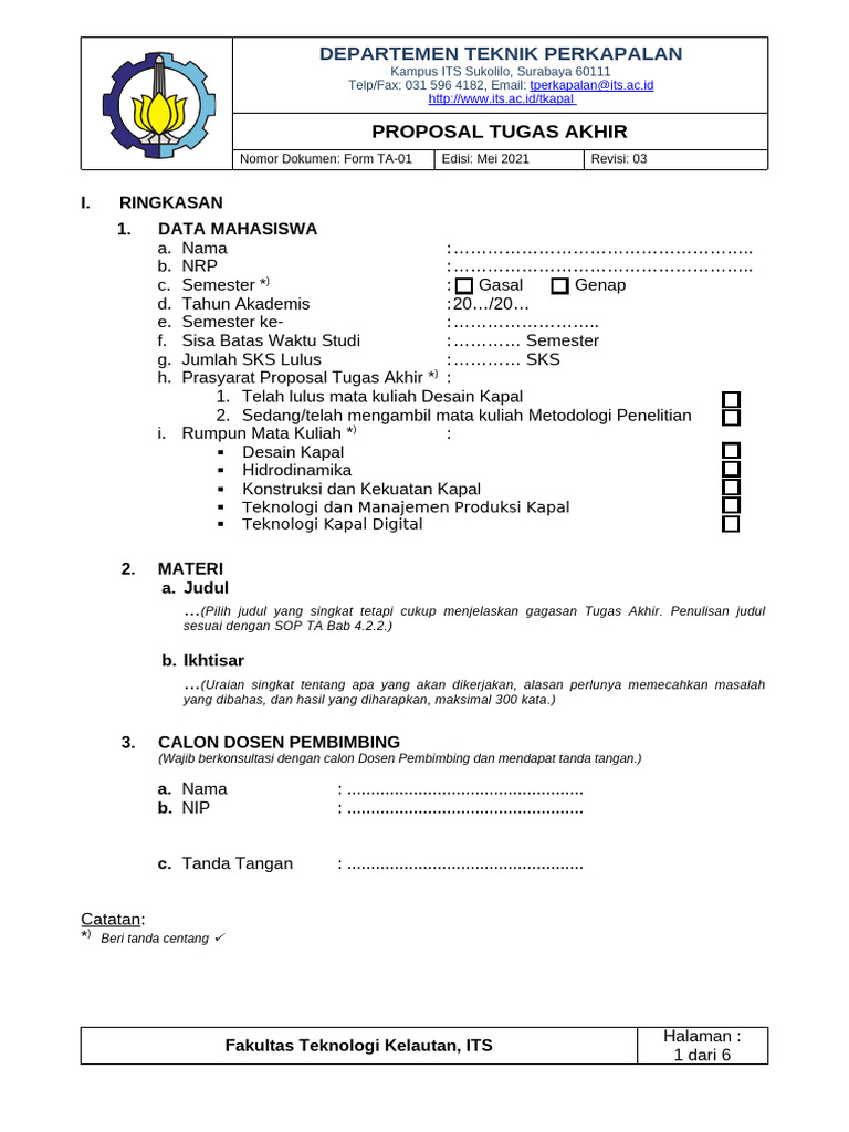 Form TA 01 Proposal TA | PDF