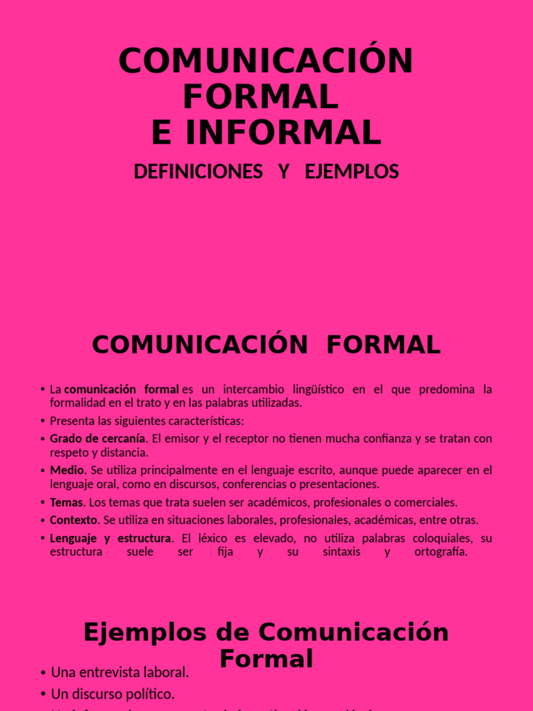 Comunicación Formal e Informal: Definiciones y Ejemplos | PDF ...