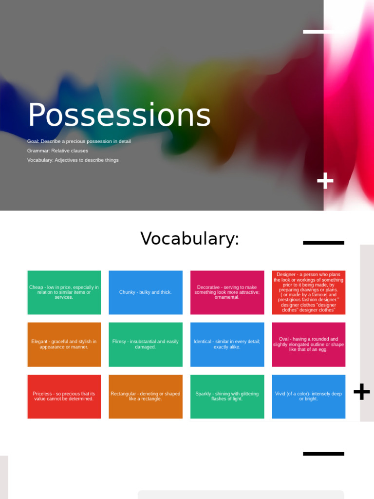 Describing Precious Possessions | PDF | Subject (Grammar) | Language ...