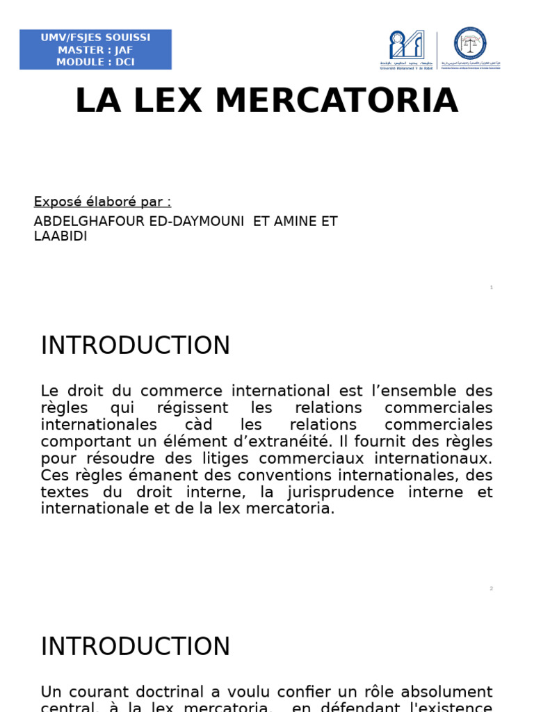 La Lex Mercatoria Version Finale | PDF | Arbitrage | Loi