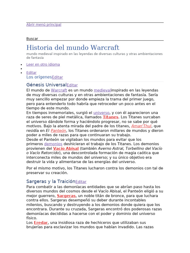 Wow Historia | PDF | Duendes | Demonios