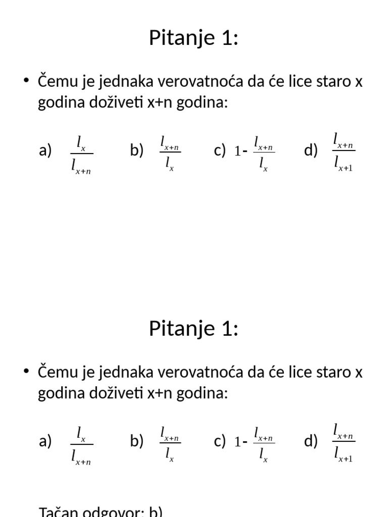 Primeri Pitanja Iz Aktuarske Matematike | PDF