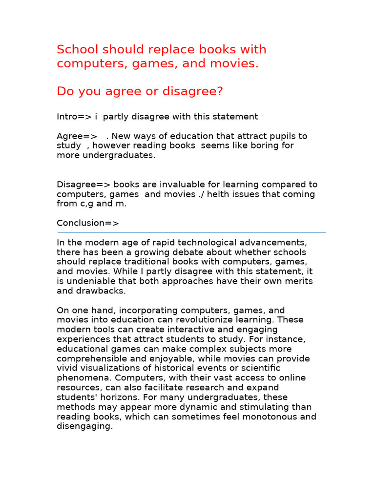 School Should Replace Books With Computers | PDF