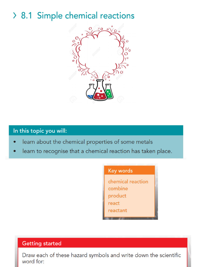 8.1 Simple chemical reactions slideshow | PDF