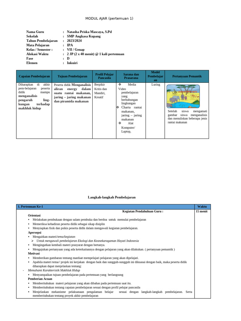 MODUL AJAR Ekologi 1,2,3 Dan Soal UH | PDF