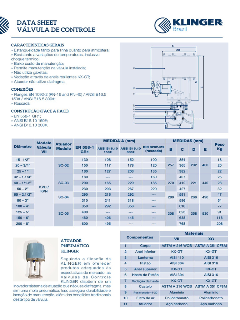TDS-Klinger Valvula - Atuada | PDF | Válvula | Pistão