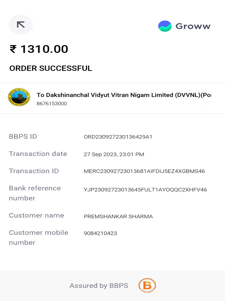 Order Successful: To Dakshinanchal Vidyut Vitran Nigam Limited (DVVNL ...