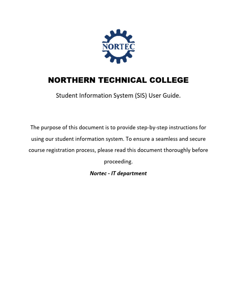 Nortec - Student Information System User Guide Final 1 | PDF | Login | Cyberspace