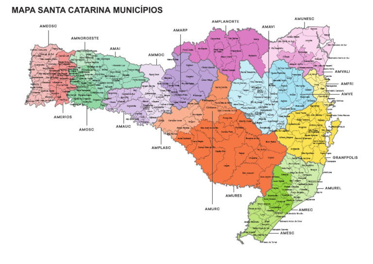 Mapa - Santa Catarina Com Municipios | PDF