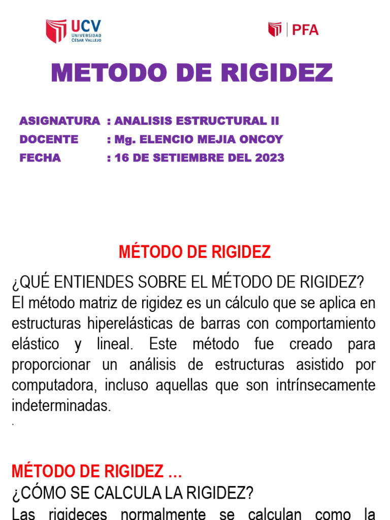 Sesion 5 - Metodo de Rigidez - GDL - Ic - Coef Rigidez - Aplicacion A Vigas | PDF | Rigidez ...