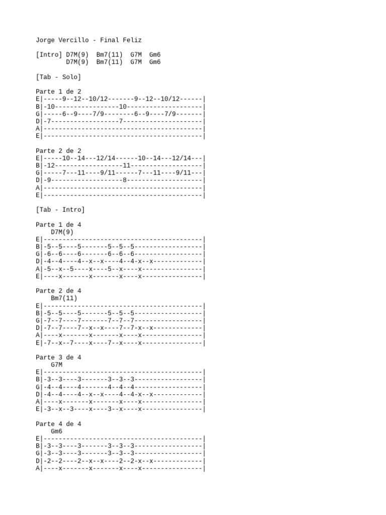 Acordes e Tab de "Final Feliz" | PDF