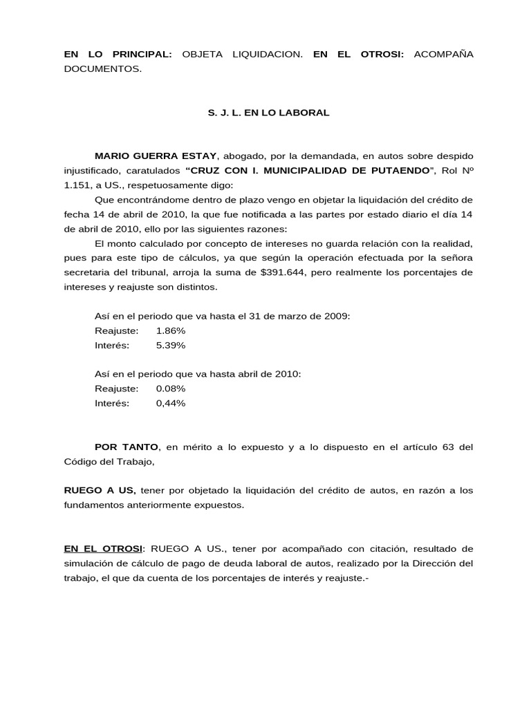 OBJETA LIQUIDACION.II | PDF