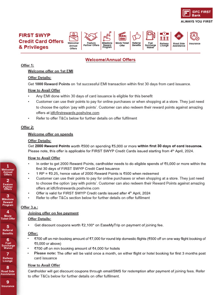 SWYP Credit Card Welcome Offers | PDF | Credit Card | Loyalty Program