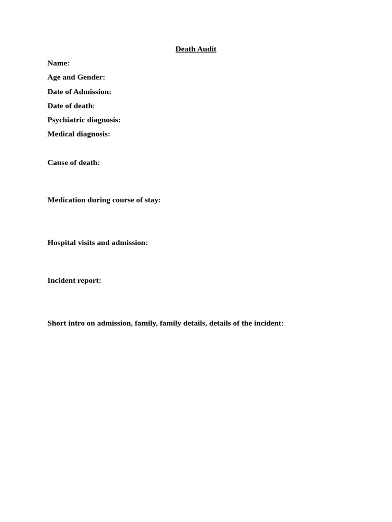 Death Audit Report | PDF
