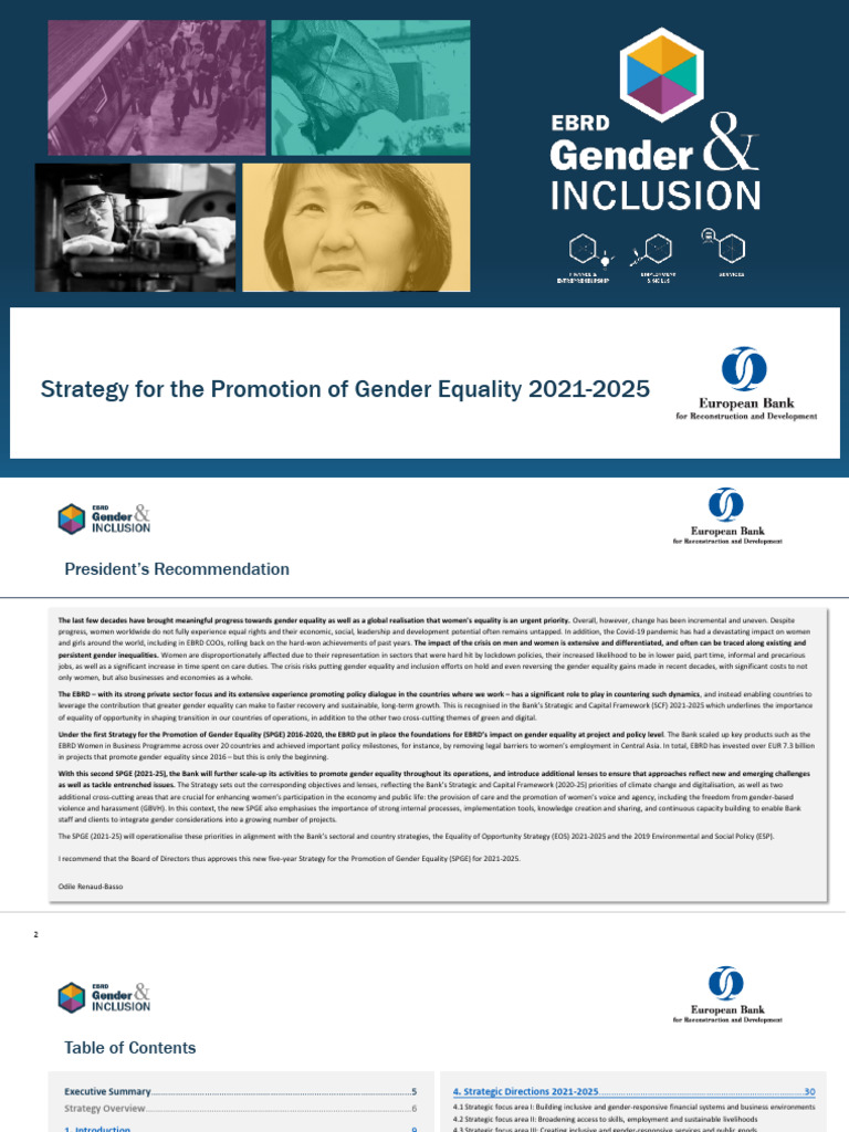 Ebrd Promotion of Gender Equality 2021 25 | PDF | Gender Equality ...