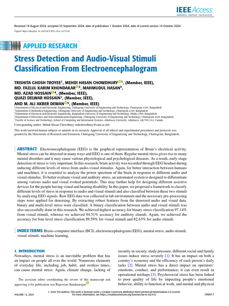 Stress Detection and Audio-Visual Stimuli Classification From ...