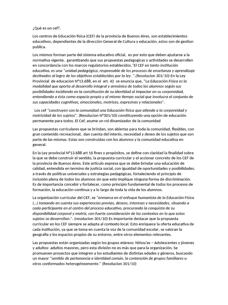 Qué Es Un Cef | PDF | Inclusión (Educación) | Educación Física