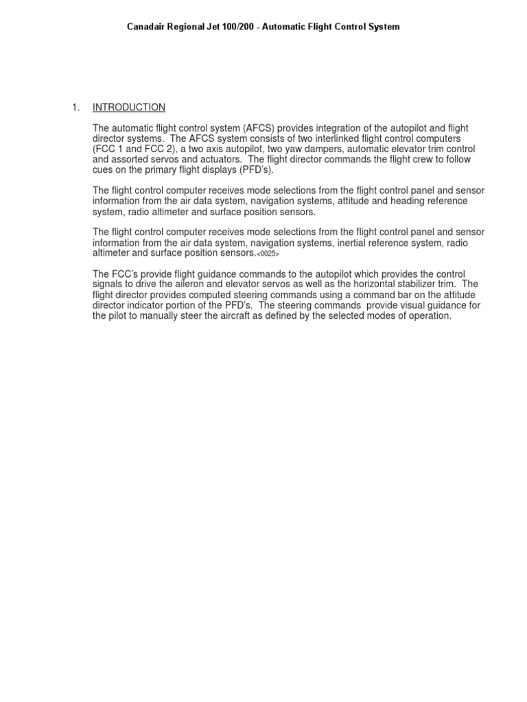 Bombardier CRJ 200-Automatic Flight Control System | PDF | Aircraft ...