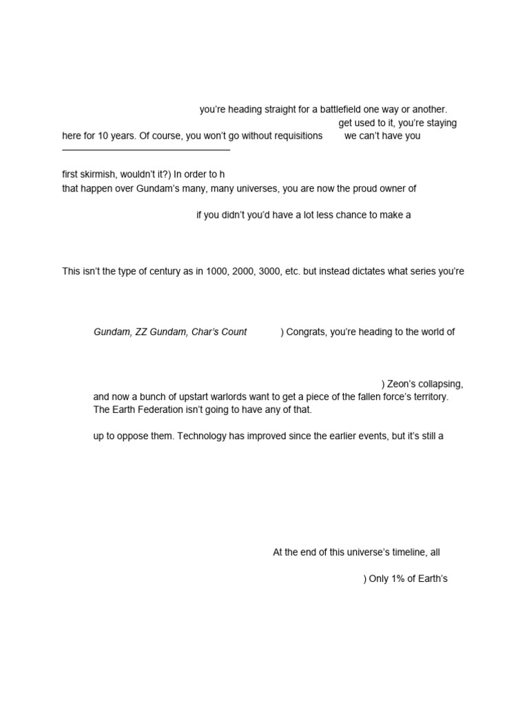 MOBILE JUMP GUNDAM Jumpchain | PDF