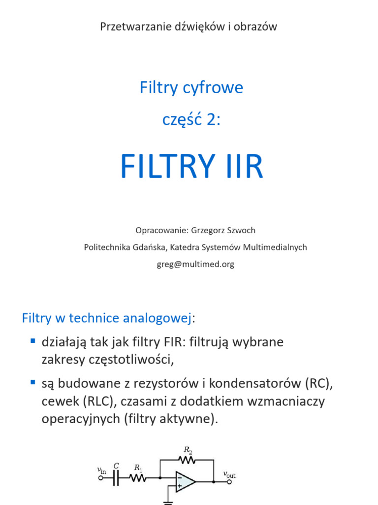 Pdio06b Filtry Cyfrowe IIR | PDF
