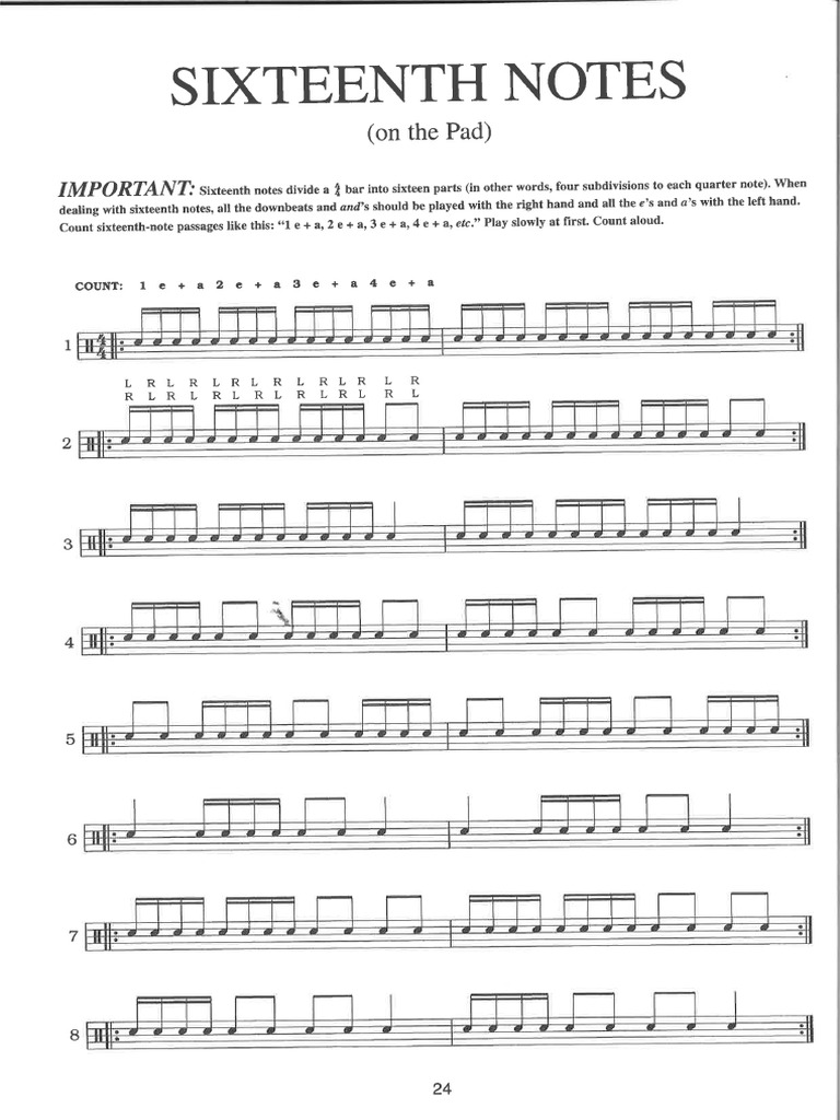24_Drumming the Easy Way_Sixteenth Notes on the Pad | PDF