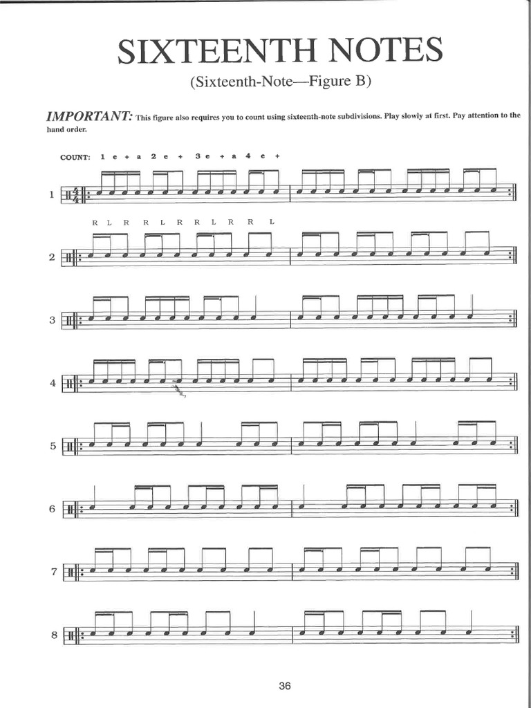 36 - Drumming The Easy Way - Sixteenth Notes (Sixteenth Note-Figure B ...