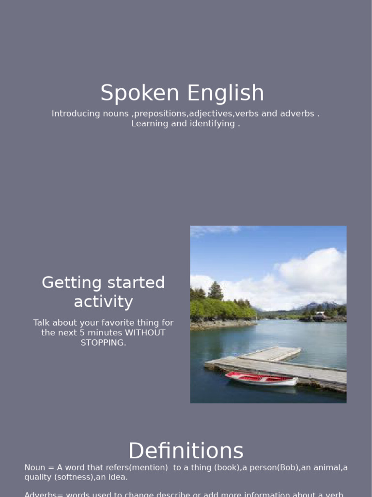 Lesson 5 Intro For Nouns, Prepositions, Adverb, Verbs, Adjectives | PDF