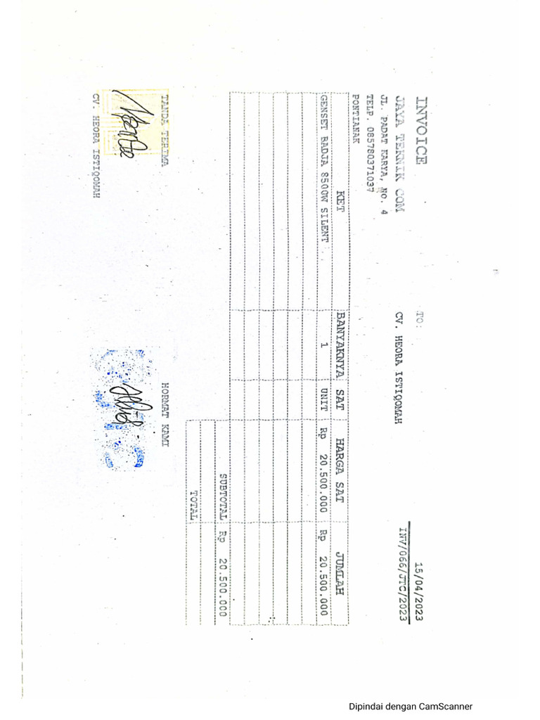 invoice-genset 10kva | PDF