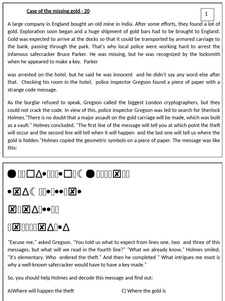 1-2 - Case of Missing Gold | PDF