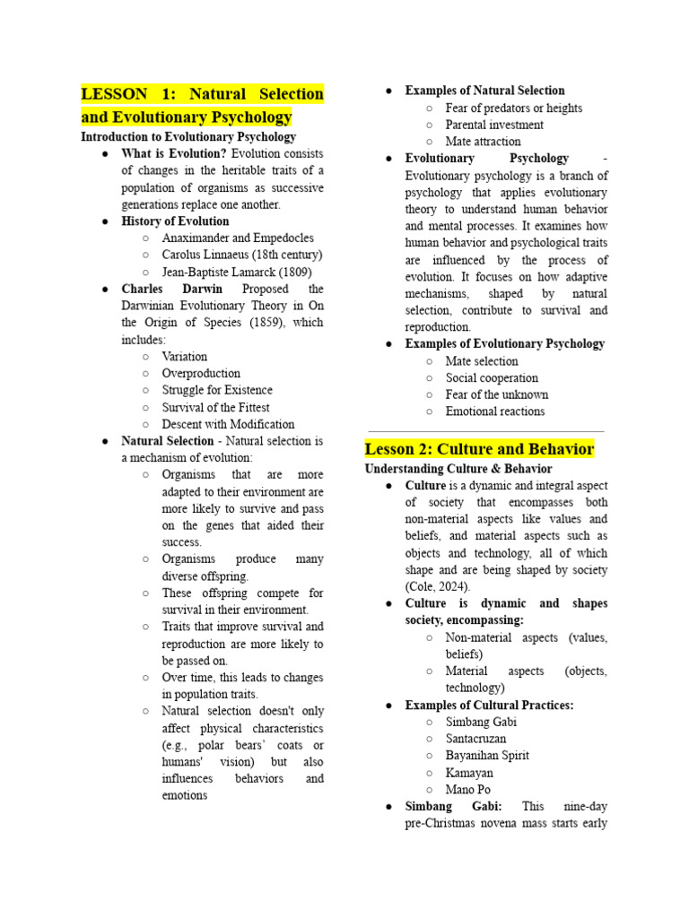 LESSON 1-15_ SOC PSY | PDF | Natural Selection | Evolution