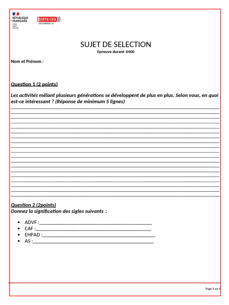 Examen ADVF : Questions et Sujets 2024 | PDF