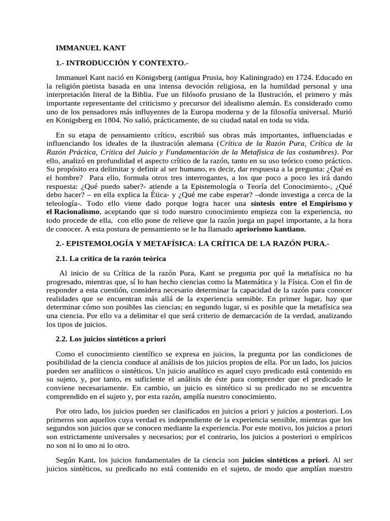 Immanuel Kant 2 | PDF | Immanuel Kant | A priori y a posteriori