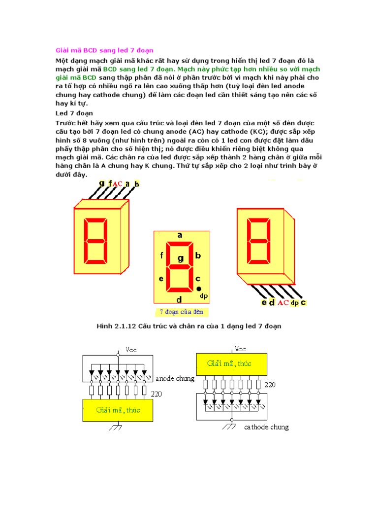 Giải mã BCD sang led 7 đoạn | PDF