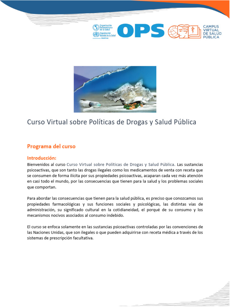 programa-general-curso-Politicas-de-Drogas-y-Salud-Publica-2020-08-04 | PDF | La dependencia de ...