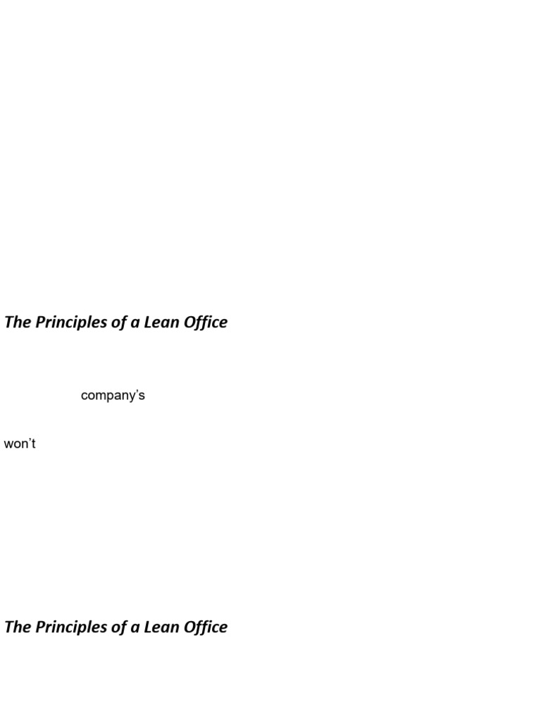 Lean Office Principles for Efficiency | PDF | Lean Manufacturing | Goal