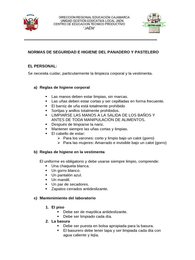 Normas de Seguridad e Higiene | PDF | Alimentos | Higiene
