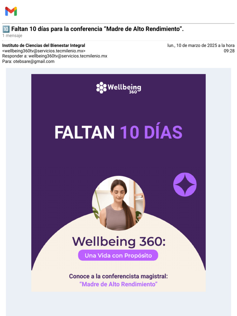 Gmail - ? Faltan 10 Días para La Conferencia "Madre de Alto Rendimiento". | PDF