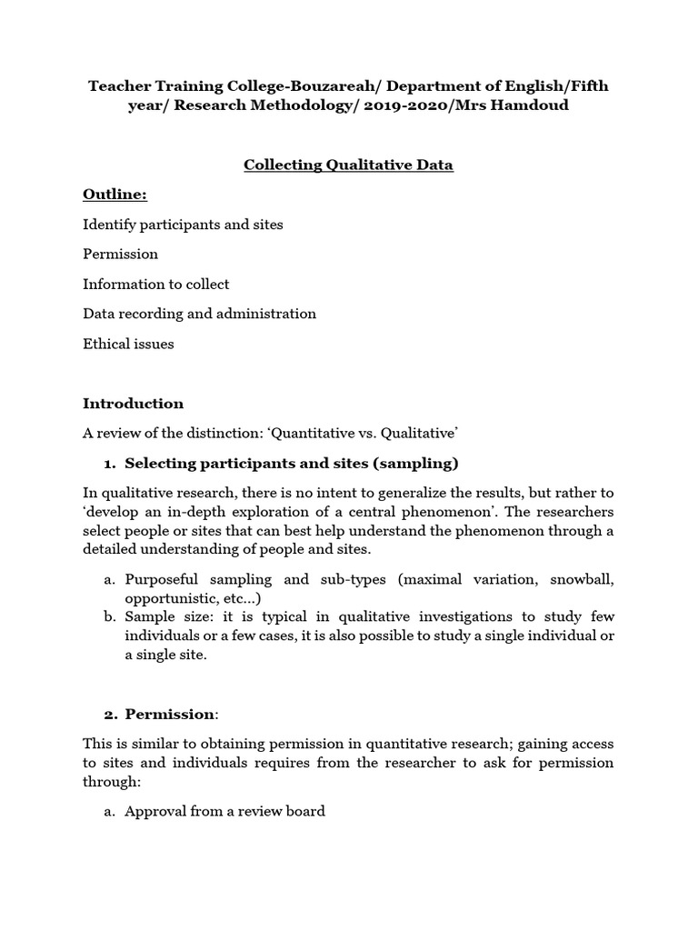 Qualitative Data Collection Guide | PDF | Qualitative Research ...