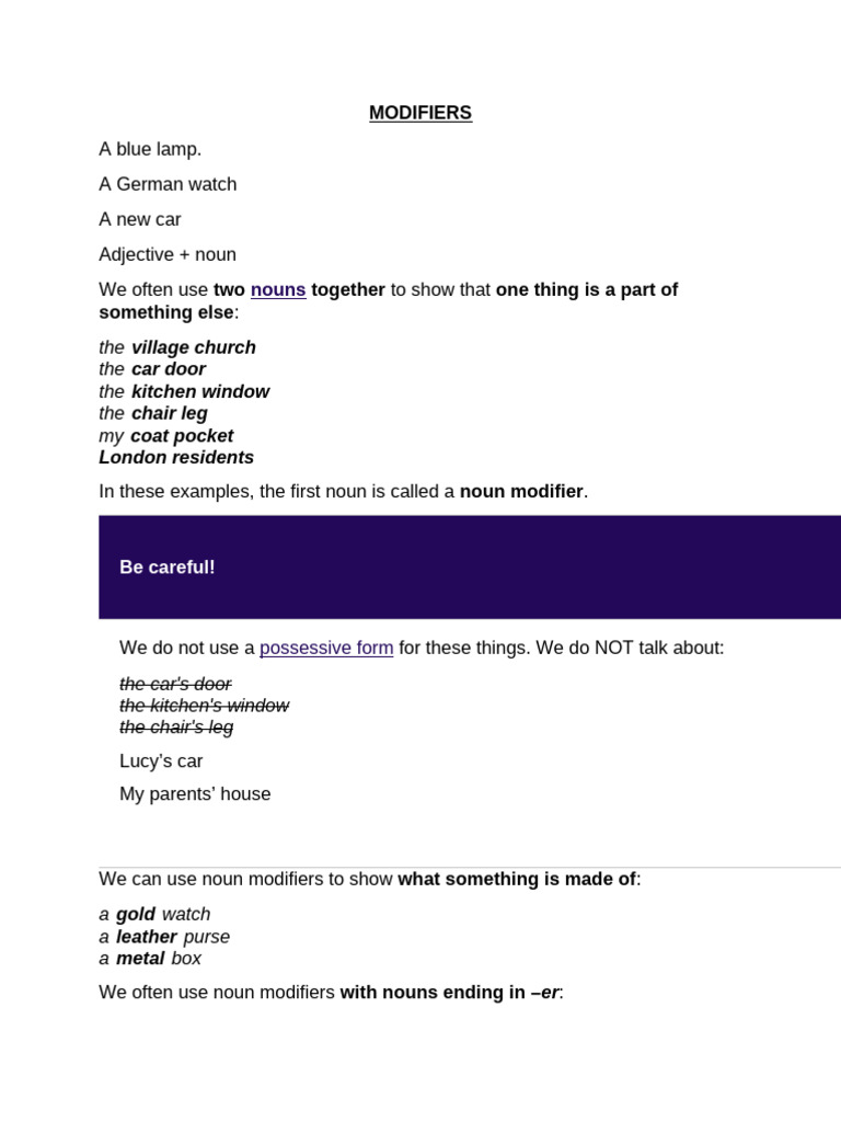 Modifiers | PDF