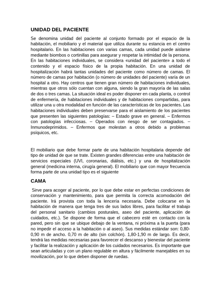 Unidad Del Paciente | PDF | Anestesia | Cama