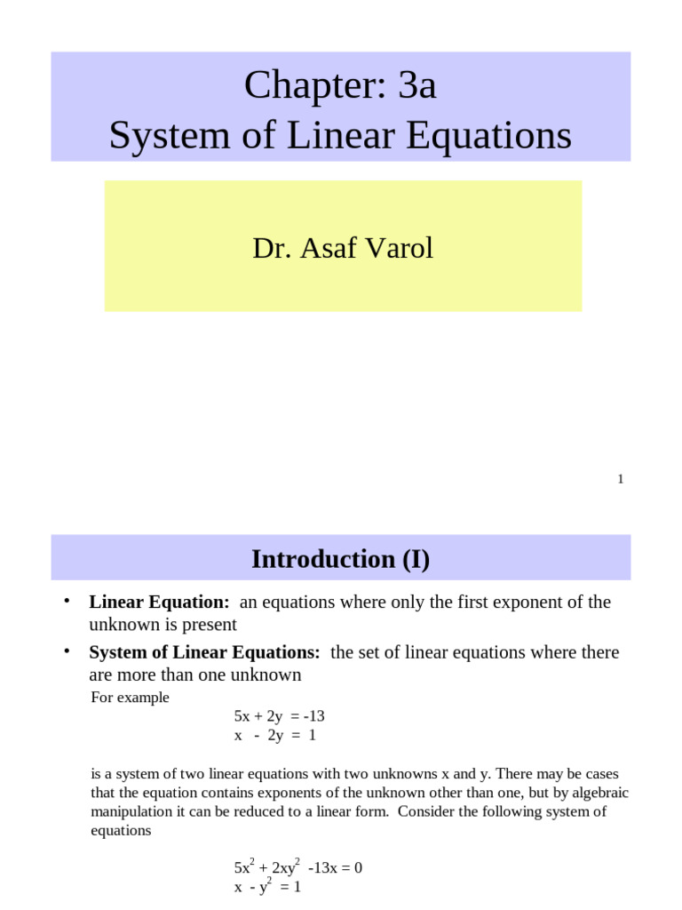 Ch3a-Systems of Linear Equations | PDF | Matrix (Mathematics ...